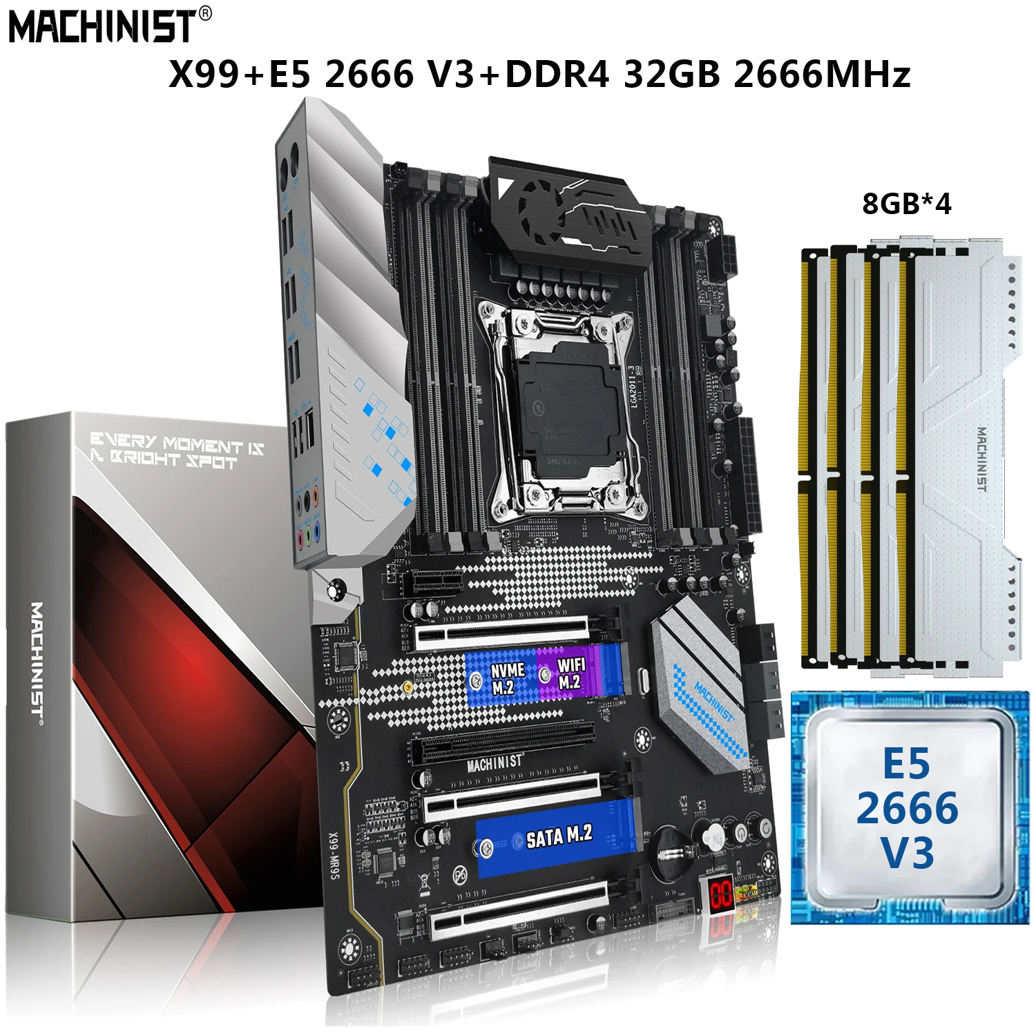 Machinista x99 placa mãe lga 2011 3 com xeon e5 2666 v3 conjunto de kit ... Machinista x99 placa mãe lga 2011 3 com xeon e5 2666 v3 conjunto de kit ...