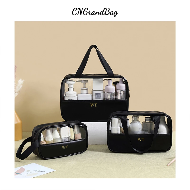 Customizable Name New TPU Transparent Makeup Wash Bag Women's Large ...