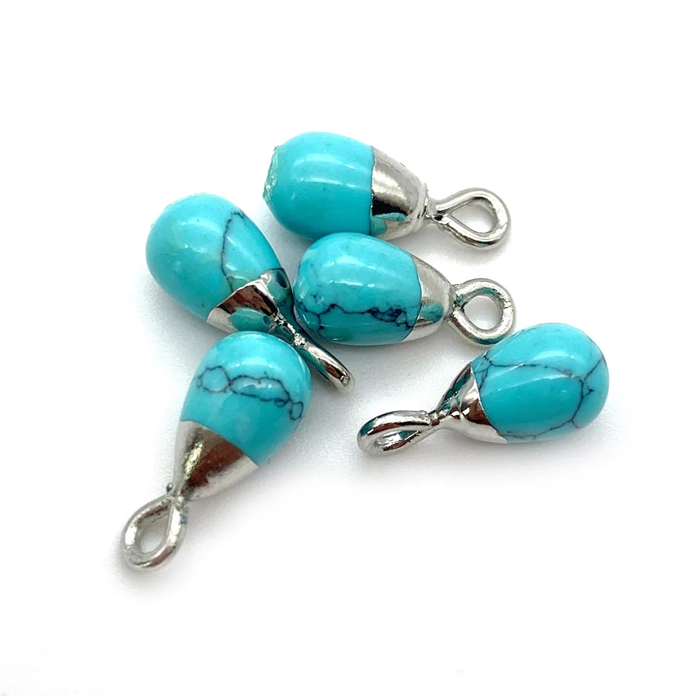 2pcs Teardrop-shaped Natural Stone Pendants Polished Opal Tige Eye ...