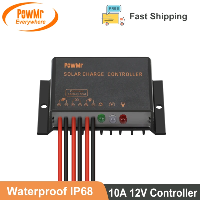 PWM-10A-Solar-Charge-Controller-12V-Waterproof-IP68-Solar-Panel-Battery ...