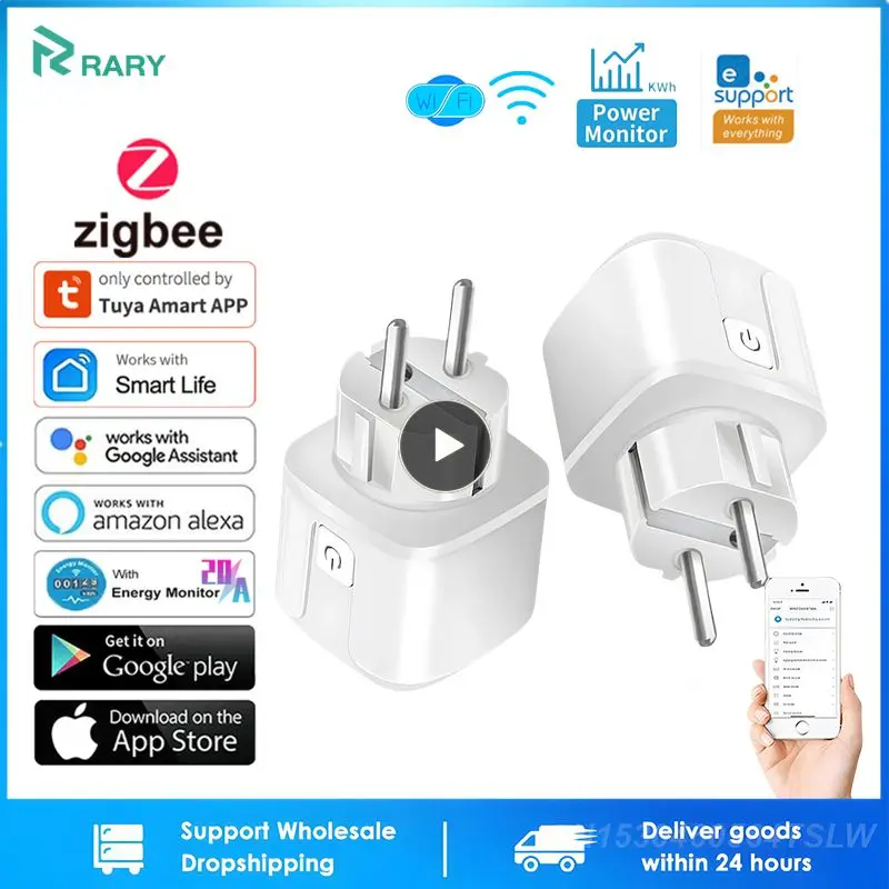 Tuya-ZigBee-Smart-Plug-With-Power-Monitor-EU-20A-WiFi-Socket-Voice ...