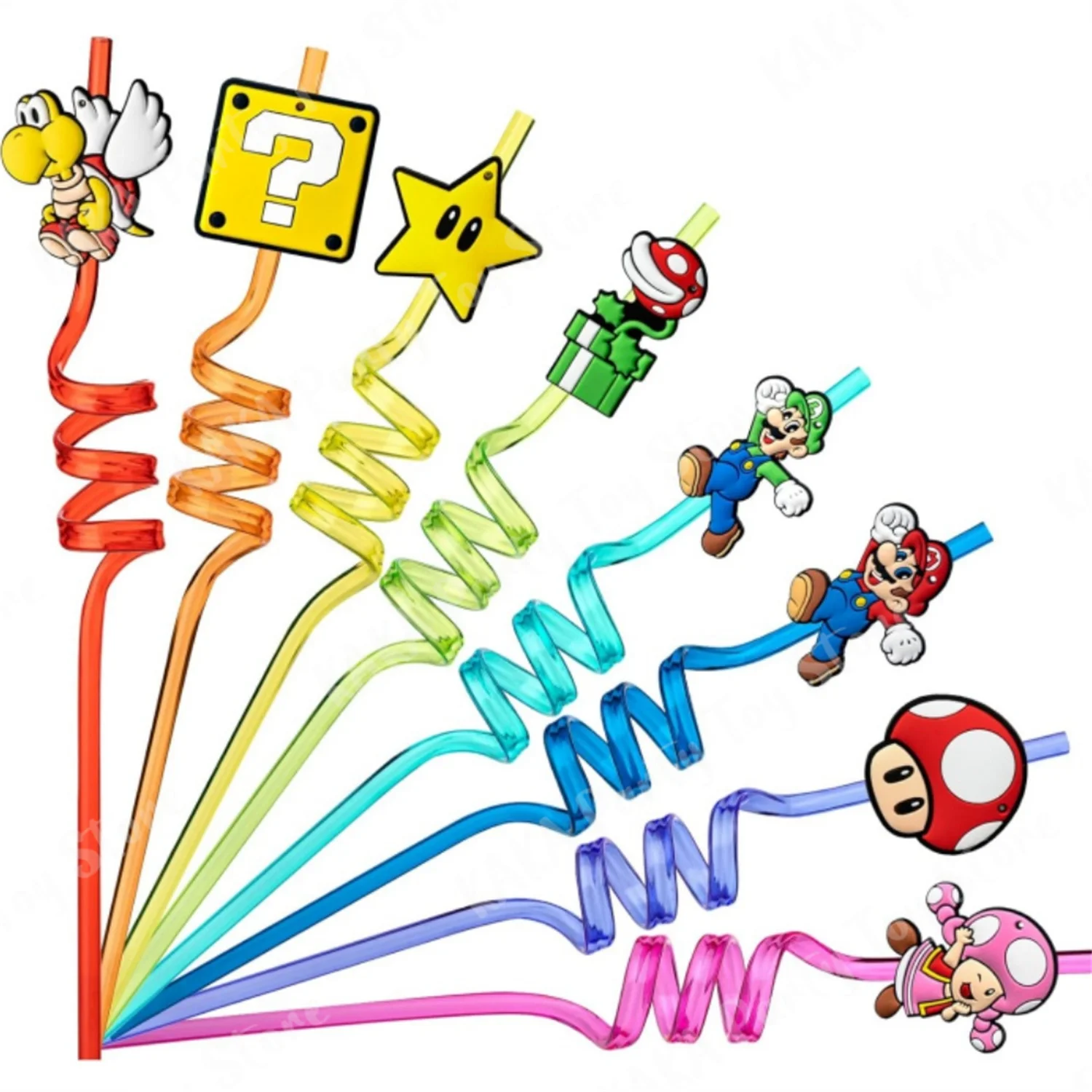 Super-Mario-Straws-For-Kids-Cartoon-Bros-Theme-Reusable-Drinking-Straws ...