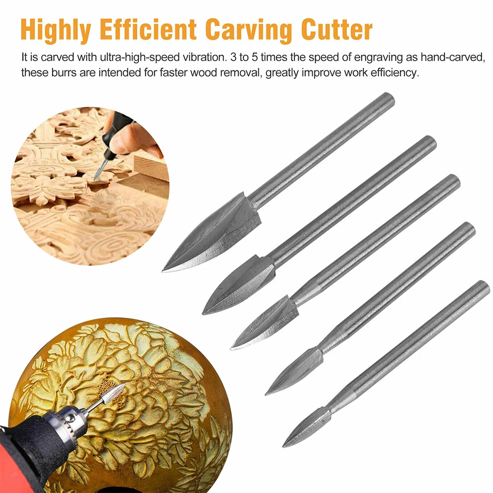 5PCS-Wood-Carving-Drill-Bit-Router-Bit-HSS-Engraving-Solid-Carbide ...