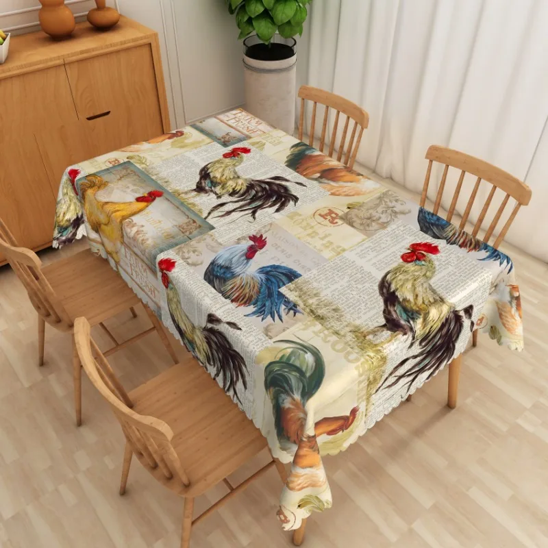 Farm-Cartoon-Rooster-Poultry-Kitchen-Restaurant-Waterproof-Tablecloth ...