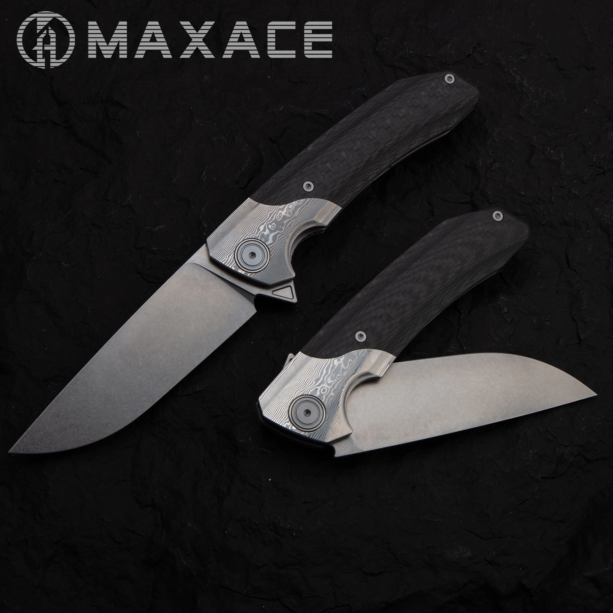 Maxace-Goliath2-0-Folding-Knife-CF-Damascus-Handle-CPM-S90V-Blade-Edc ...