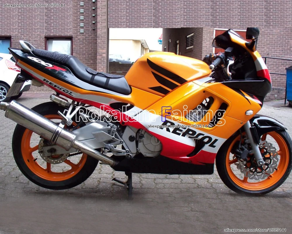 ホンダCBbr 600 f3 1997 1998用モーターサイクルフェアリングキット,プラスチックボディ,緑,黒,cbr600 cbr 600 ...