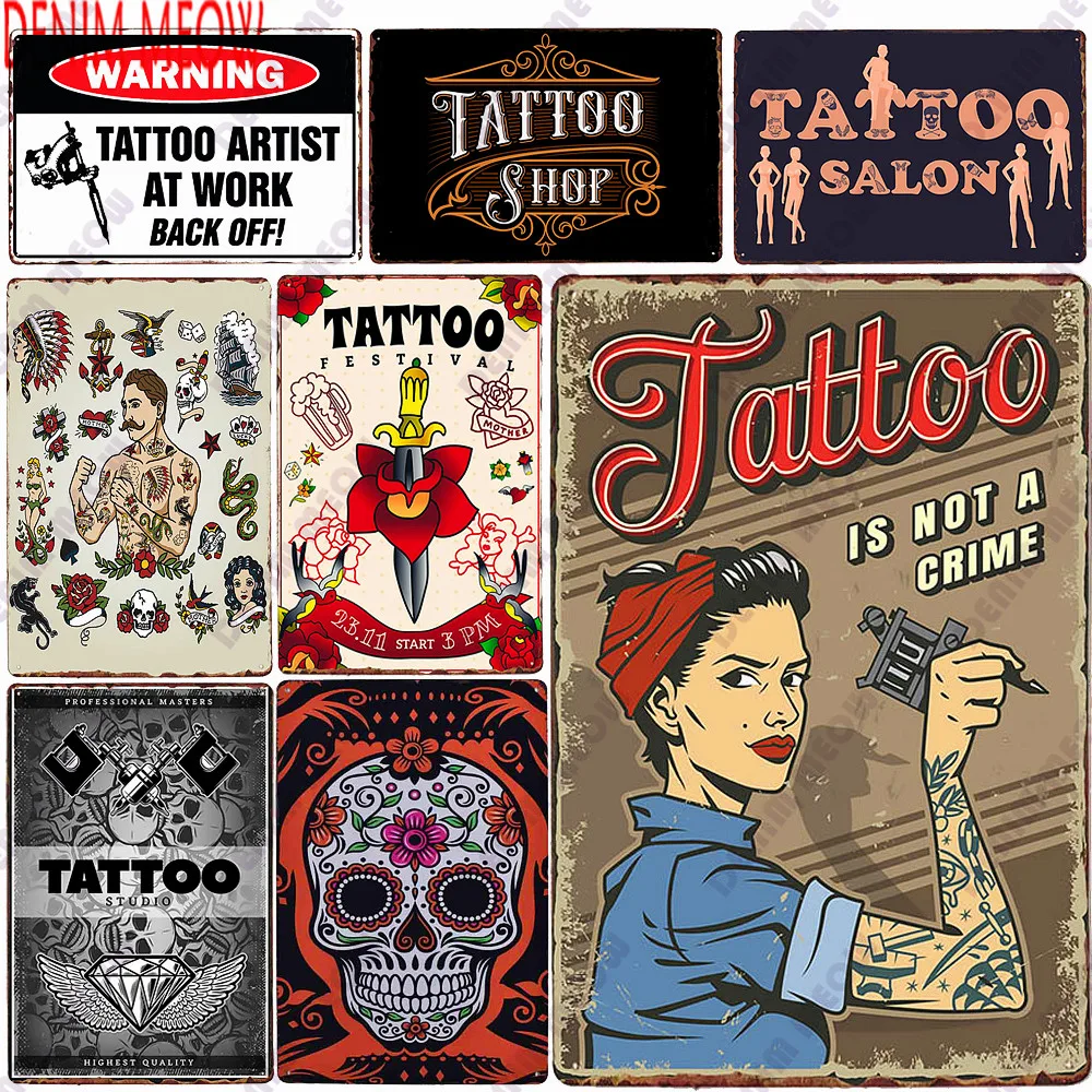 Classic-Tattoo-Studio-Metal-Tin-Sign-Vintage-Wall-Art-Painting-Plaque ...
