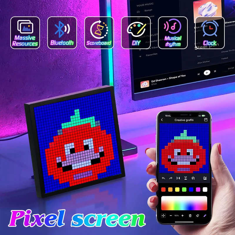Smart-LED-Pixel-Display-APP-Control-RGB-IC-Programmable-Night-Light-DIY ...