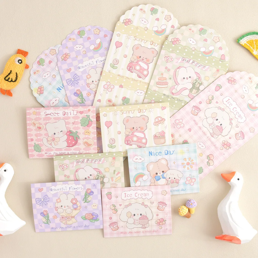 Cute Cartoon Animal Pattern Tri-folding Greeting Cards, Thank You Card ...
