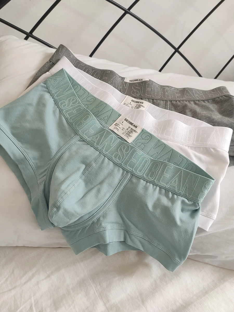 3pcs/lot Men's underwear Boxers cotton mid-low rise slim summer thin ...