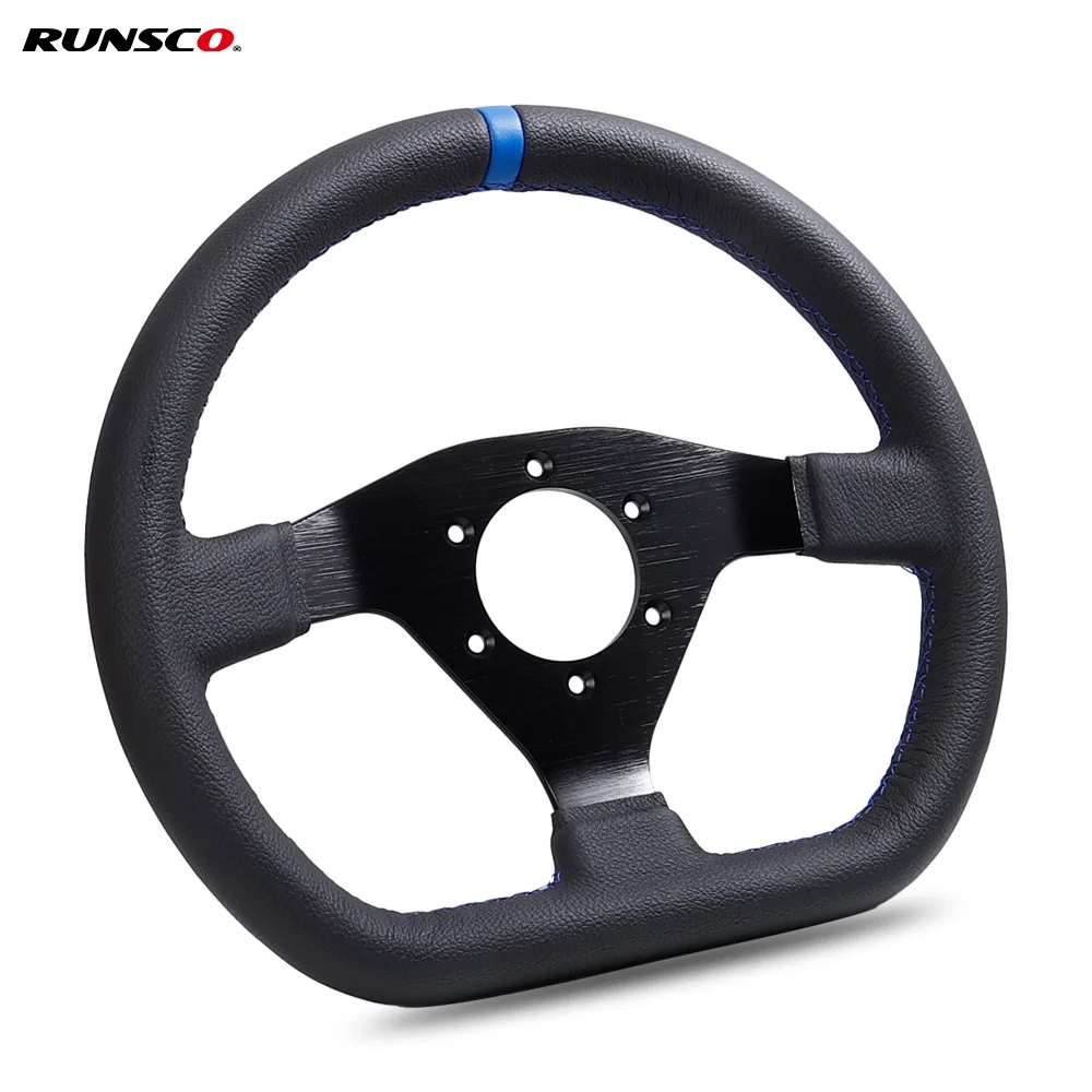 Volante-de-cuero-plano-para-coche-de-12-pulgadas-volante-deportivo-y ...
