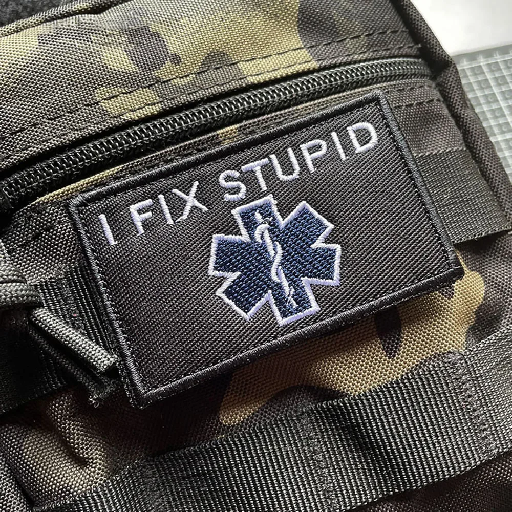 I FIX STUPID Embroidery Patches on Clothes Military Armband ...