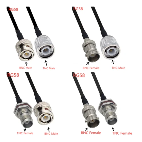 1PC-RG58-Cable-50ohm-BNC-Female-Male-to-TNC-Male-plug-Female-jack ...