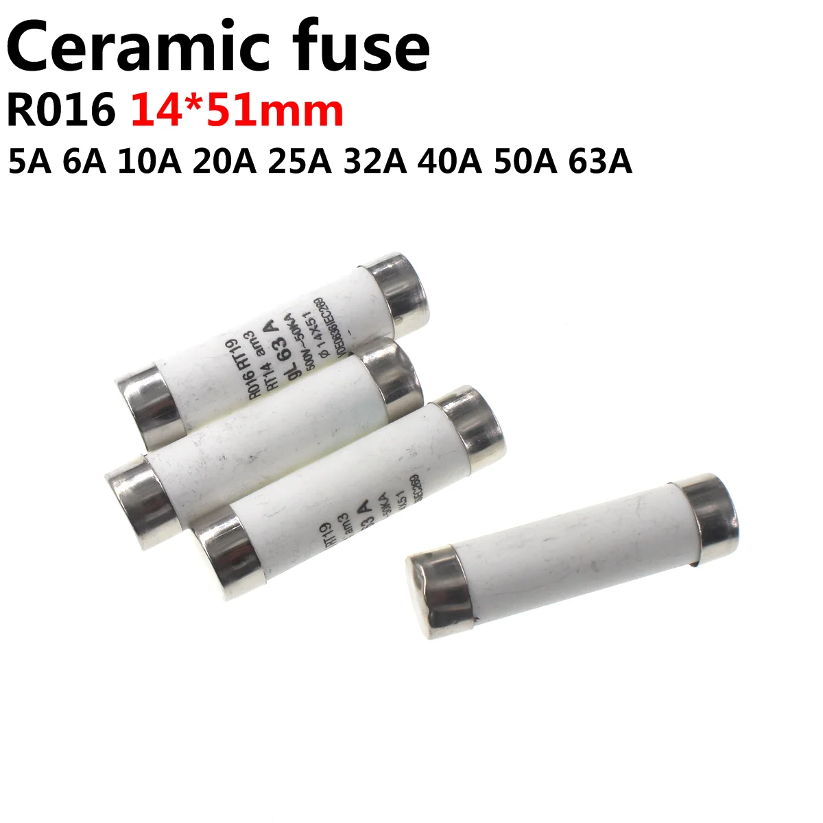 10PCS-Long-Cover-14X51-Ceramic-Fuse-5A-6A-10A-16A-20A-25A-32A-40A-50A ...
