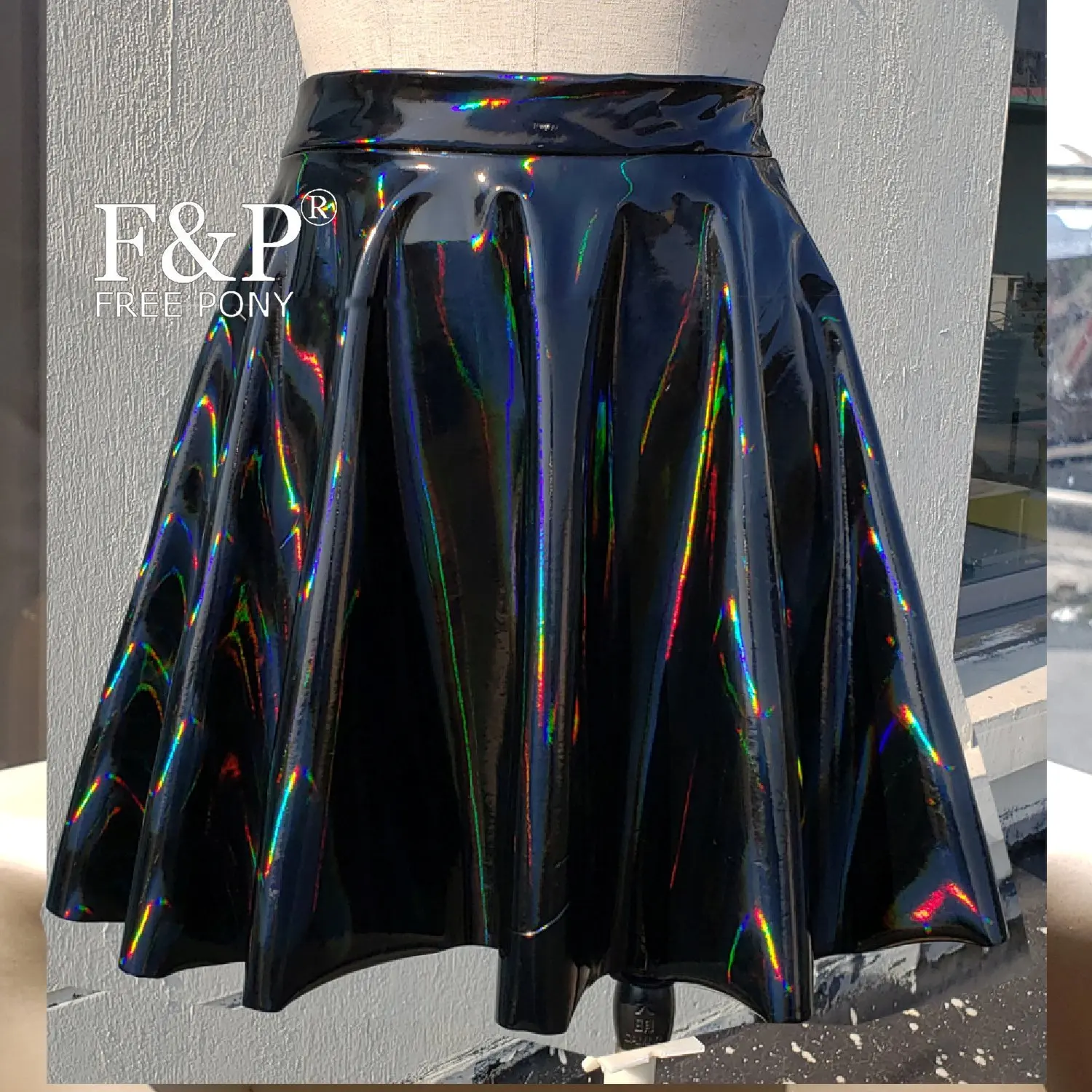 Handmade Plus Size Clothing Black Gothic Holographic Rainbow Pvc Vinyl ...