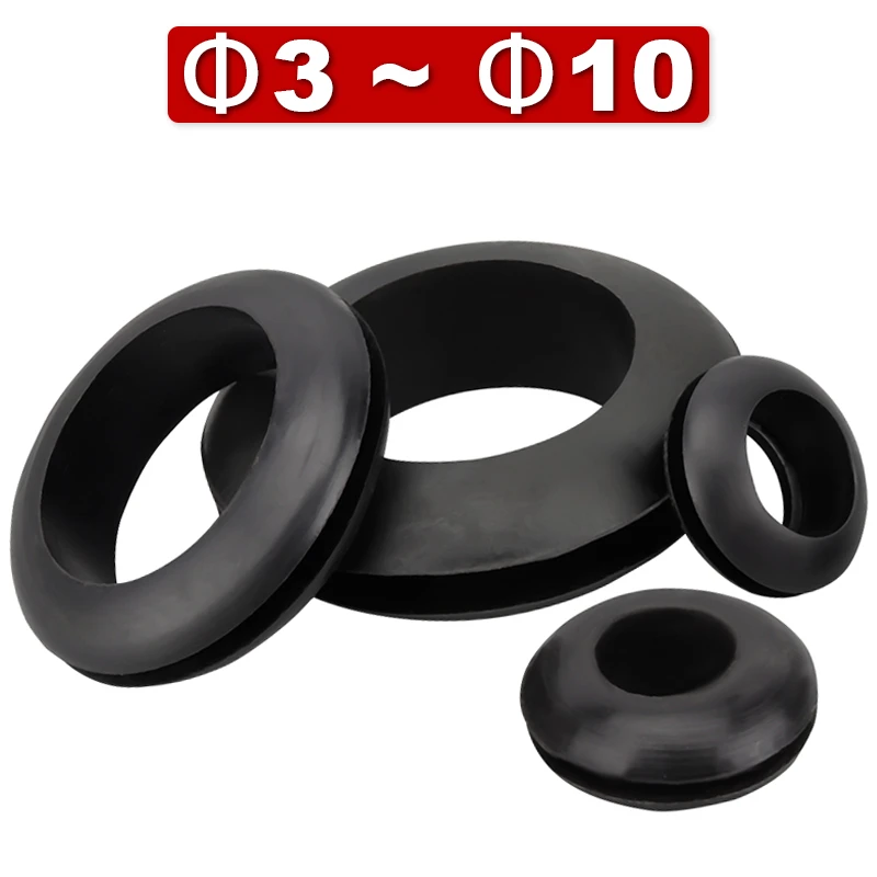Black Rubber Double Sided Protective Coil Out Hole Wire O-ring ...
