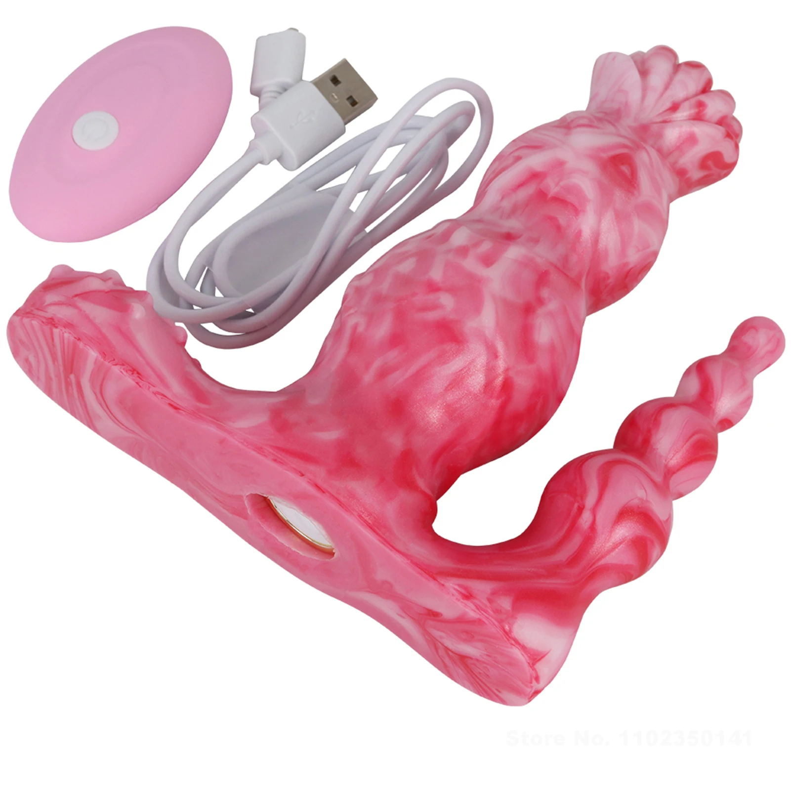 Vibrador de silicona de doble penetración, tapón Anal, consolador de dragón, pene Artificial ...