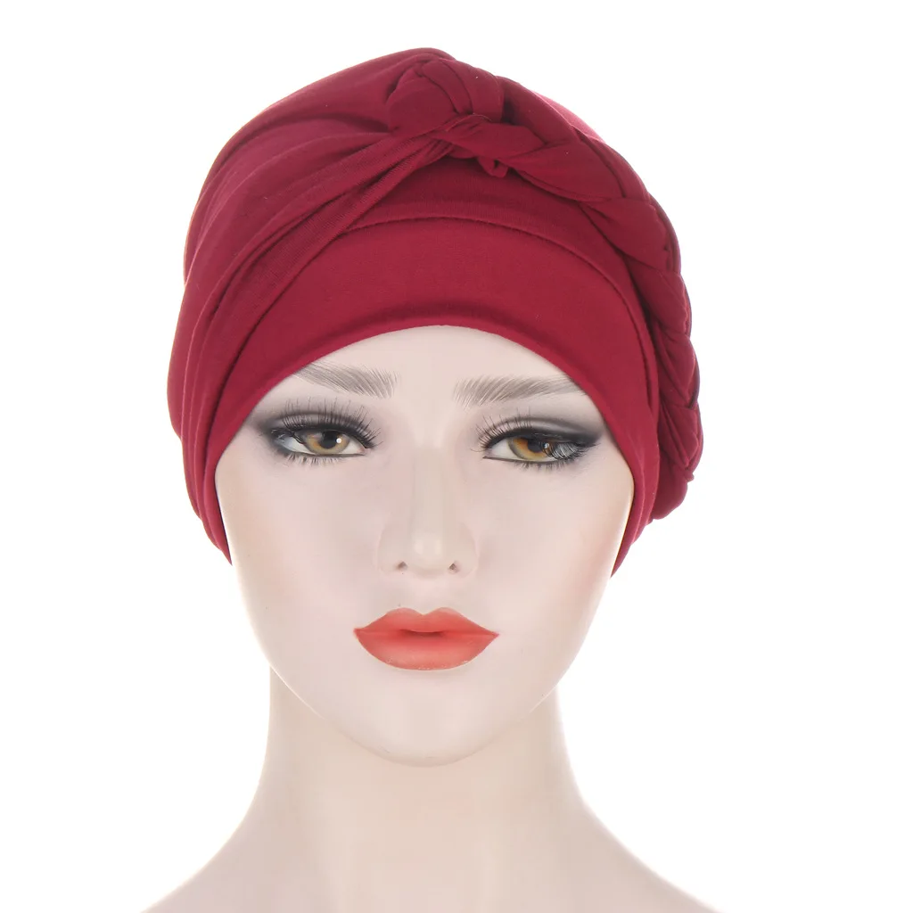 Muslim-Women-Hijab-Solid-Color-Braid-Turban-for-Islamic-Ramadan-Women ...