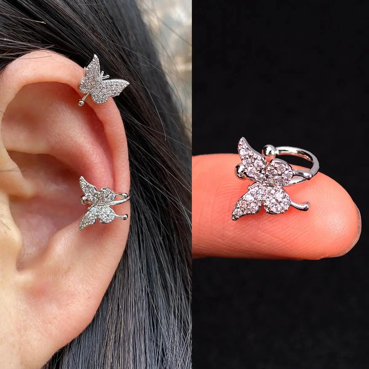 1Piece-Korean-Fashion-Crystal-Flower-Butterfly-Leaf-Ear-Clip-Earring ...