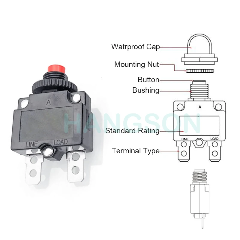 Current Thermal Circuit Breaker Push 3A,4A,5A,6A ,7A,7.5A,8A,10A,15A ...