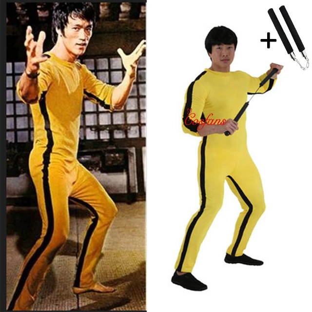 Bruce Lee Yellow Jumpsuit With Nunchucks
