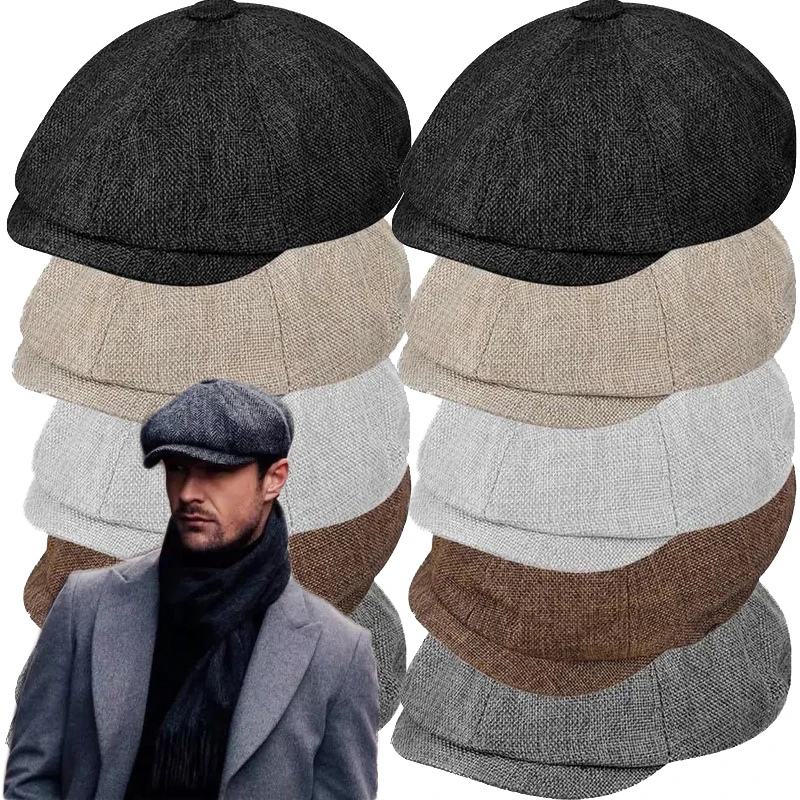 Wool-Caps-for-Men-Herringbone-Flat-Caps-Gatsby-Cap-Woolen-Driving-Hats ...