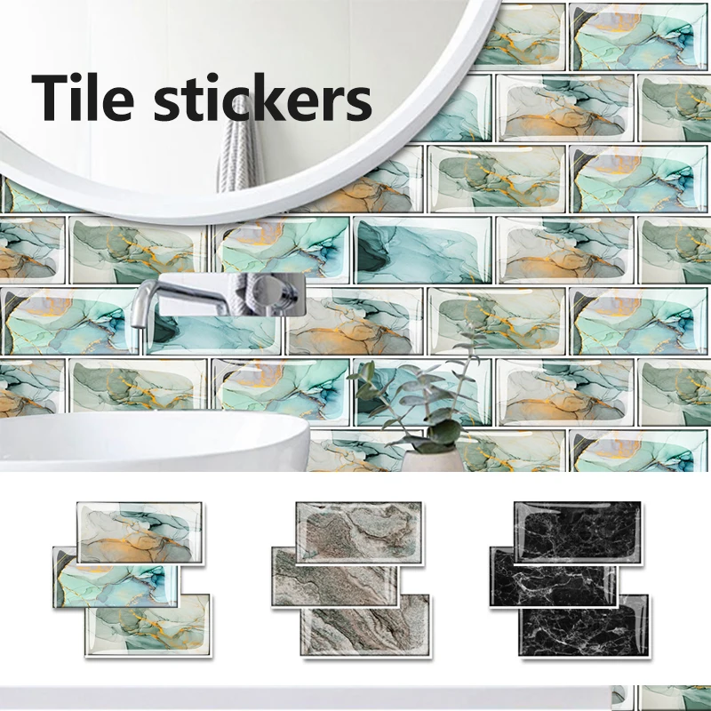 Self-adhesive Pvc Tile Stickers 3d Wall Stickers Waterproof Bathroom ...