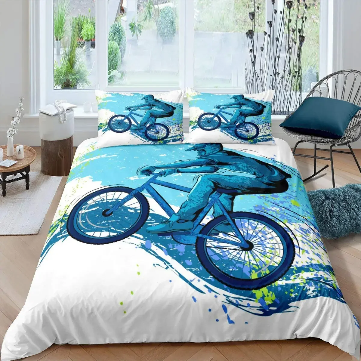 Bicycle Duvet Cover Set Microfiber Mountain Bike Comforter Cover Sport ...