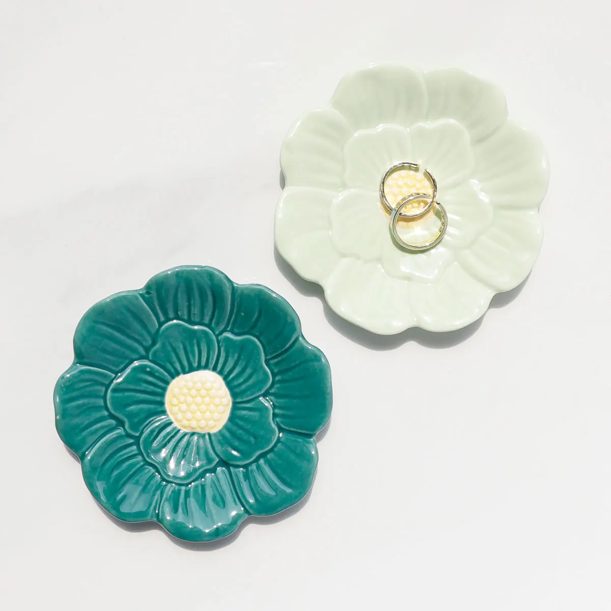 SIQIZHOU 1pc Ceramic Jewelry Trayflowers Ring Dish Holder Porcelain ...