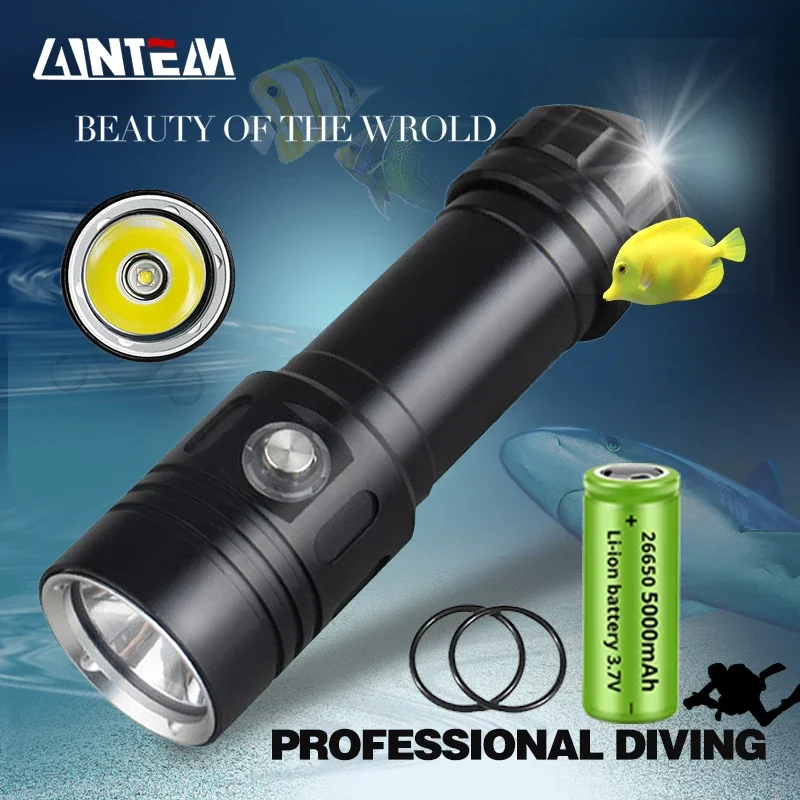 IPX8-Waterproof-Underwater-Lantern-100M-L2-LED-Scuba-Diving-Flashlight ...