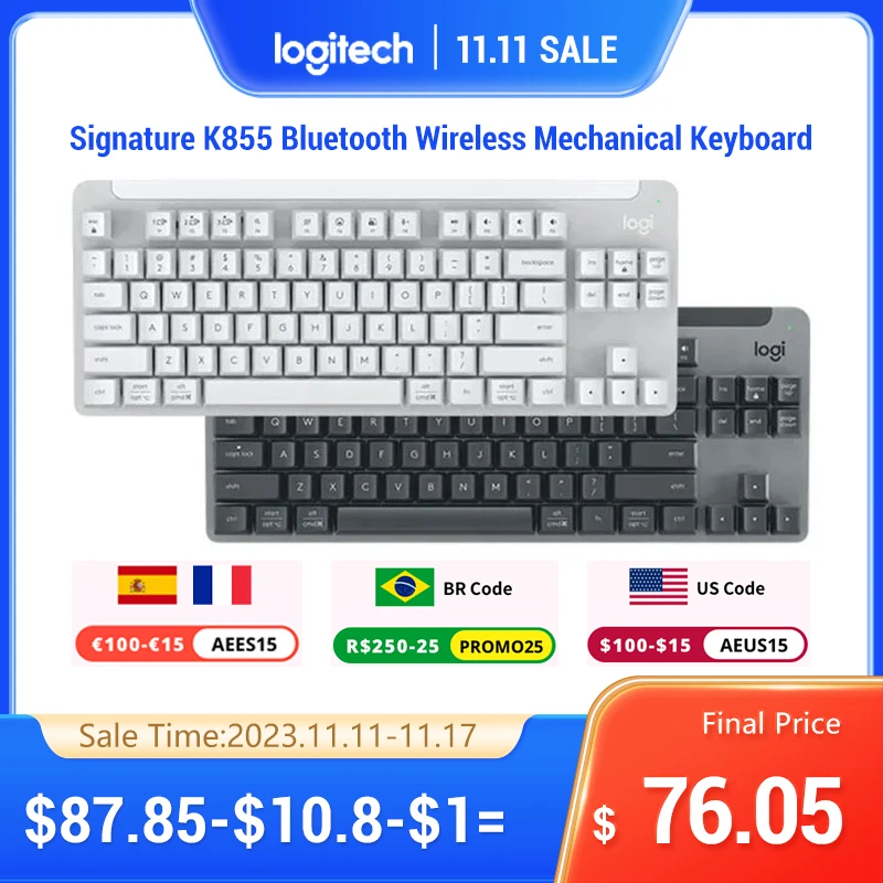 Logitech-Signature-K855-Keyboard-Bluetooth-Wireless-Mechanical-Keyboard-84-Keys-with-Logi-Bolt ...