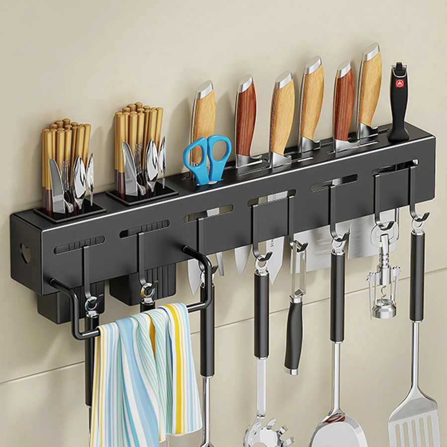 Stainless-Steel-Knife-Holder-Wall-Mounted-Chopstick-Tube-Multifunctional-Storage-Rack-for ...