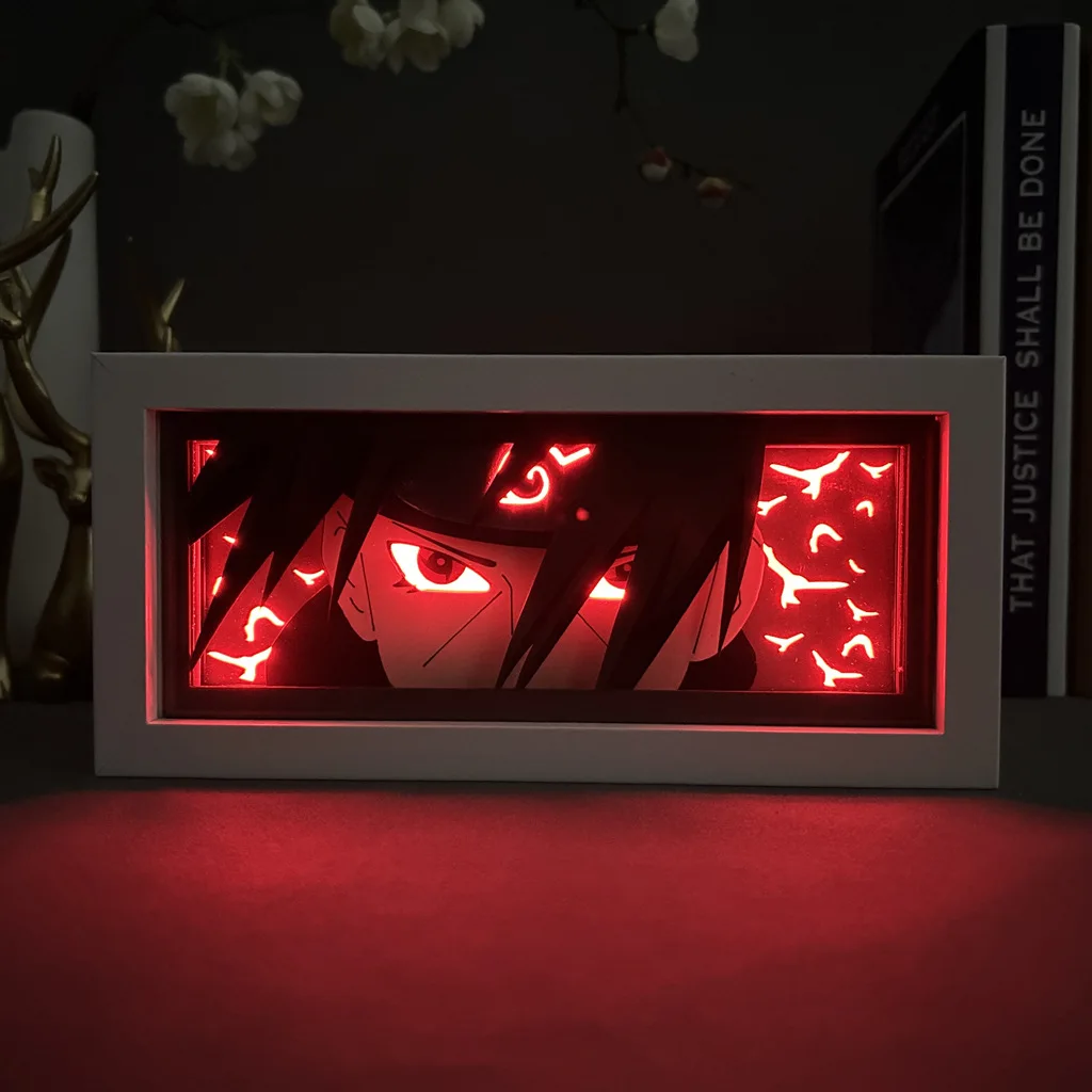 Periféricos de anime de NARUTO, figura de Itachi con luz LED, caja de ...