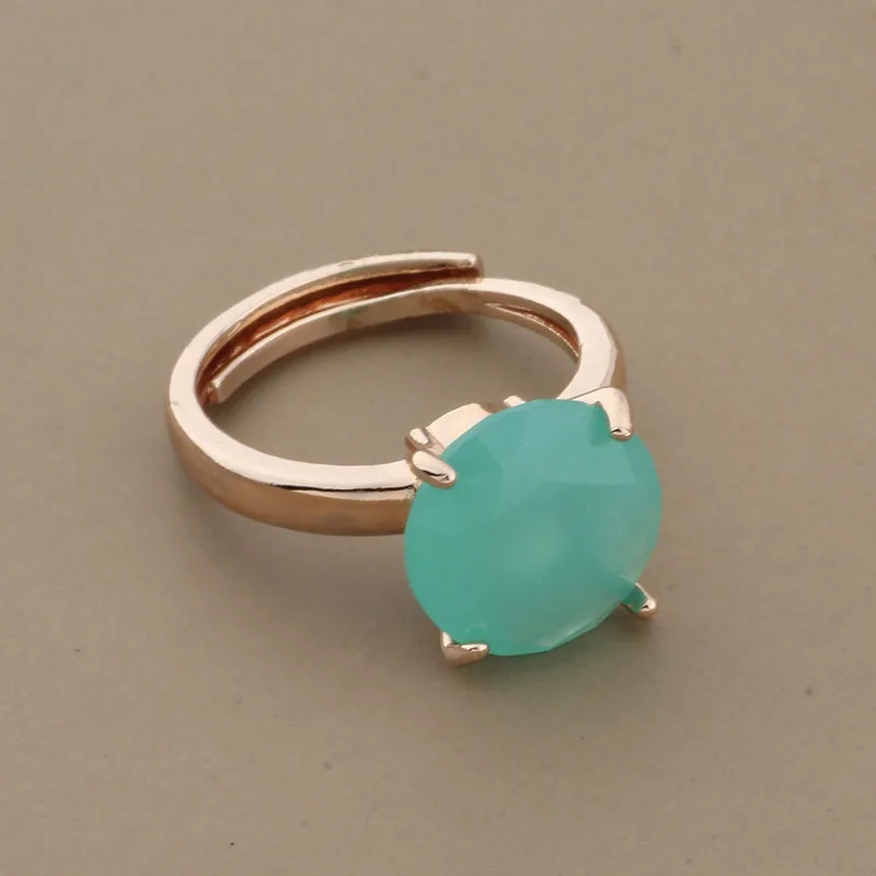 New-Trendy-12mm-Round-Stone-Simple-Rings-For-Women-Open-Rings-585-Rose ...