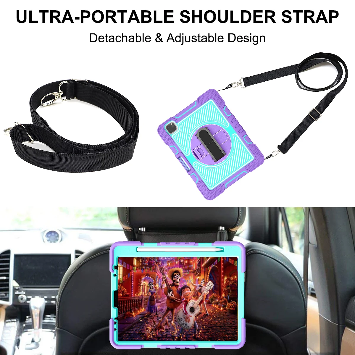Shockproof Tablet Case with Hand and Shoulder Straps, Kickstand Design ...