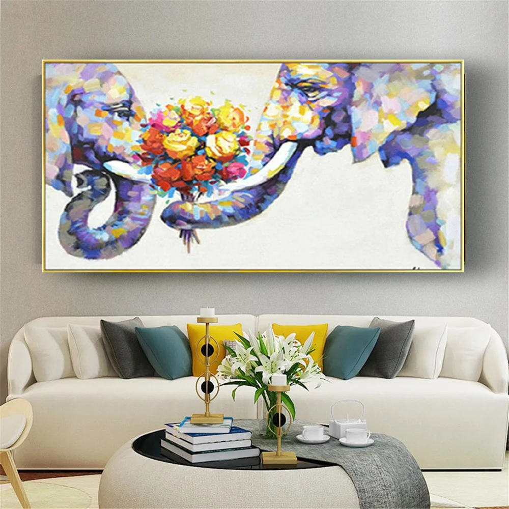 Hand-Painted-Thai-Wedding-Decorate-Poster-Animals-Wall-Art-Canvas ...
