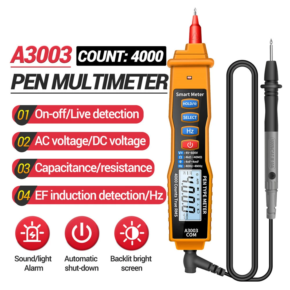 A3003 Digital Multimeter Pen Type Meter 4000 Counts with Non Contact AC ...