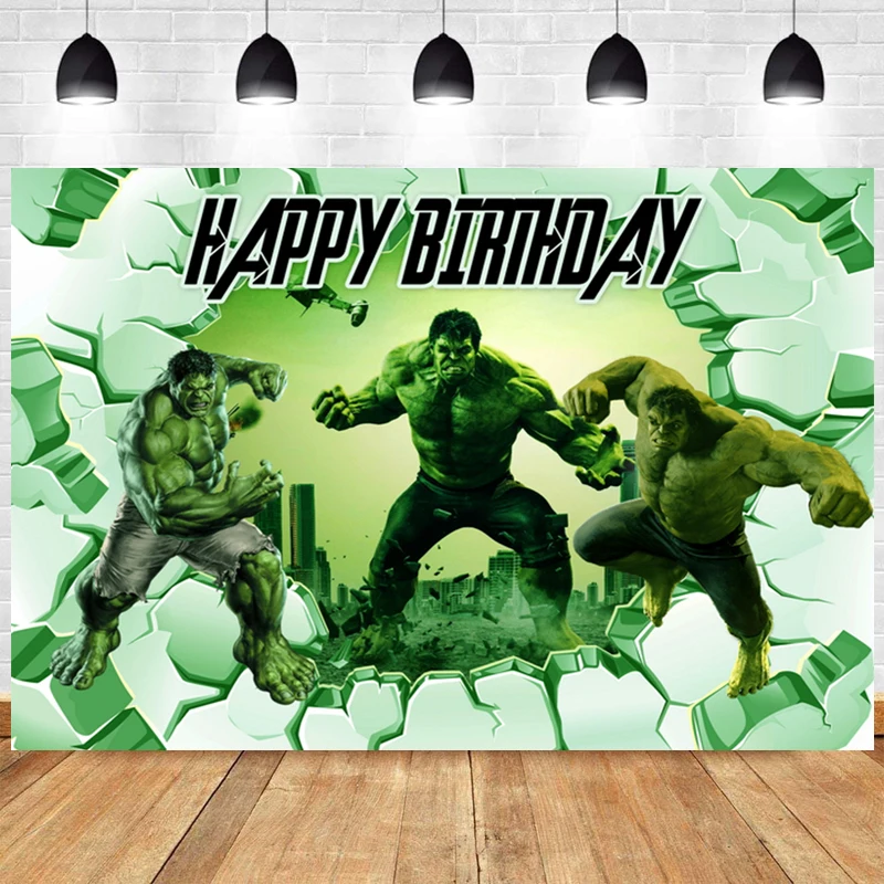 Hulk Backdrop Superhero Captain Boy Happy Birthday Party Baby Shower ...