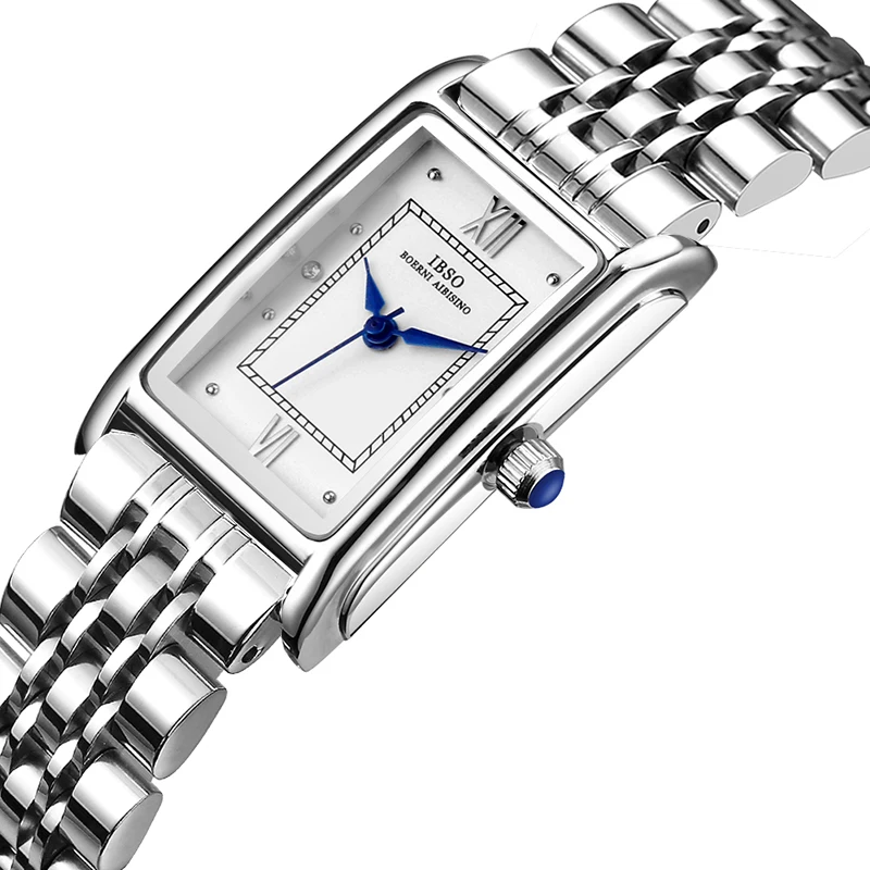Luxury-Brand-Women-Watch-Rectangular-Small-Silver-Steel-Elegant-Quartz ...