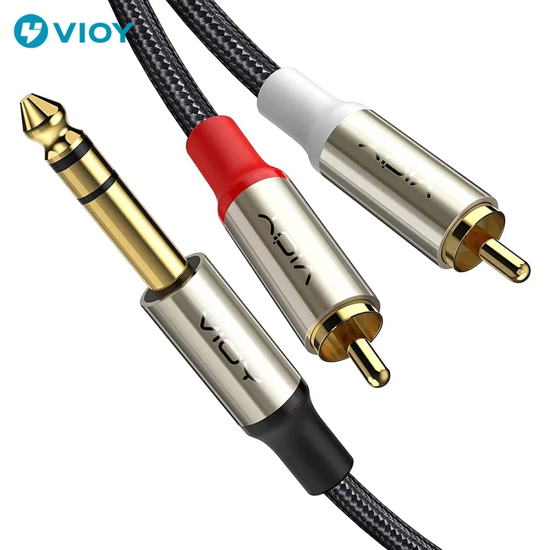 6.35 To 2 Rca Audio Cable Male To Male 1/4 Inch TRS To Dual Rca Stereo ...