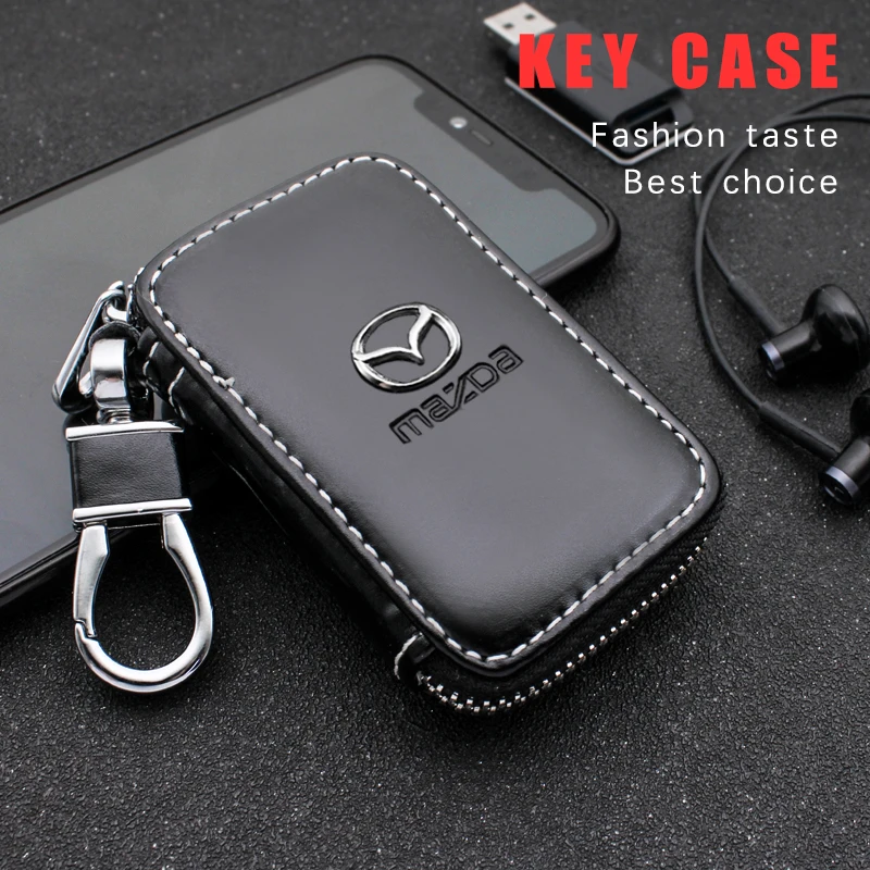 1Pcs-Leather-Car-Key-Case-Keychain-Zipper-Cover-Bag-For-Mazda-CX30-Bt50 ...