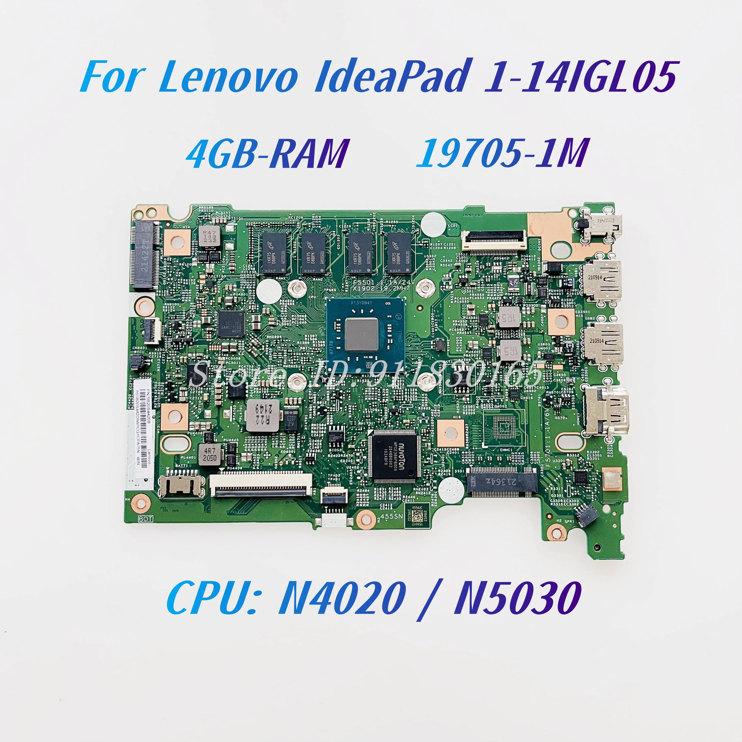 19705-1M For Lenovo Ideapad 1-14IGL05 Laptop Motherboard With N4020 ...