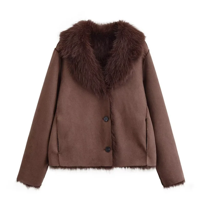 New European and American Women's Fashion Street Style Reversible Faux ...