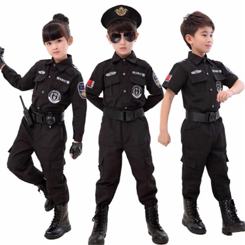 Boys-Girls-Policemen-Costumes-Children-Cosplay-for-Kids-Army-Police ...