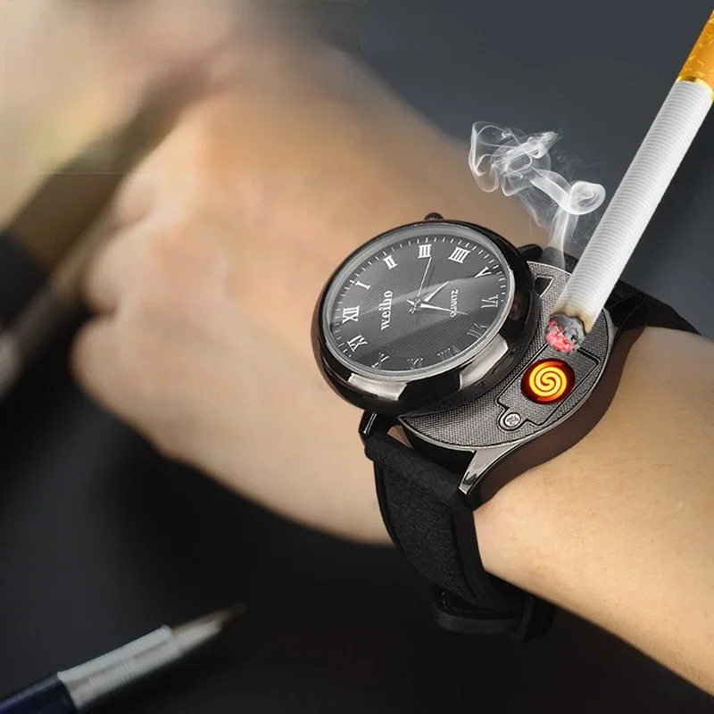 New-Watch-Metal-Windproof-Rechargeable-Watch-Lighter-USB-Cigarette ...