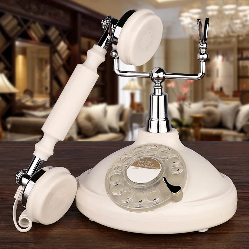 Retro telefone fixo com fio branco clássico vintage antigo telefone da ...