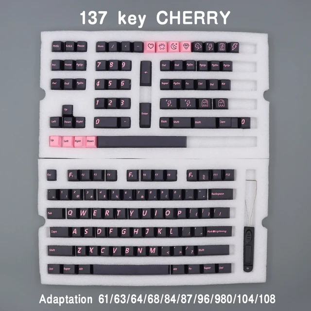 black Keycaps Cherry Profile Key cap For GMK TomatoCaps Pink Lightning ...