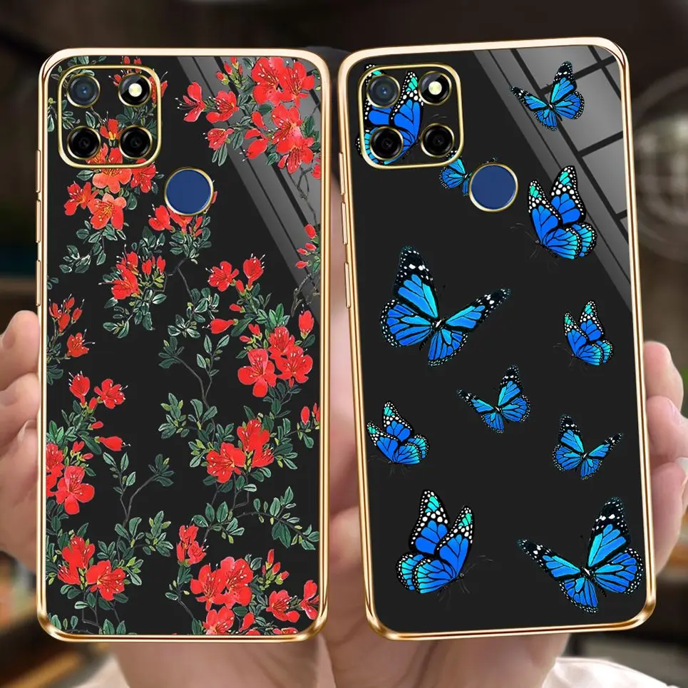 Plating-Reflective-Phone-Case-For-Realme-C21y-C25y-Phone-Case-Cover ...