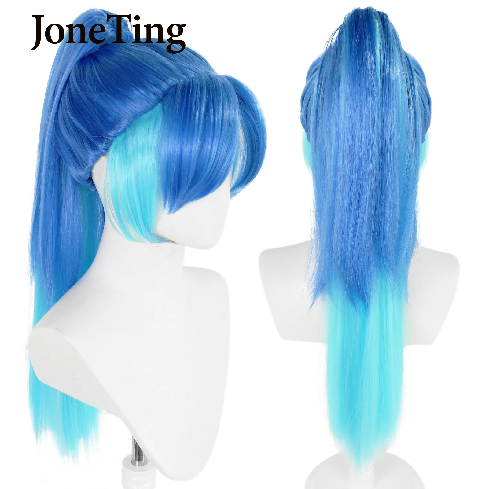JT Synthetic Blue Long Straight Hair with Bangs Wig Lolita Light Blue ...