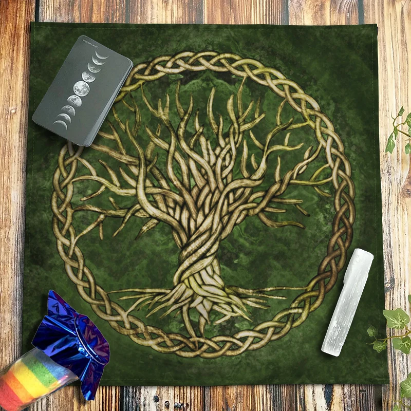 Green-Tree-Of-Life-Yggdrasil-Tarot-Tablecloth-Velvet-Altar-Cloth-Oracle ...